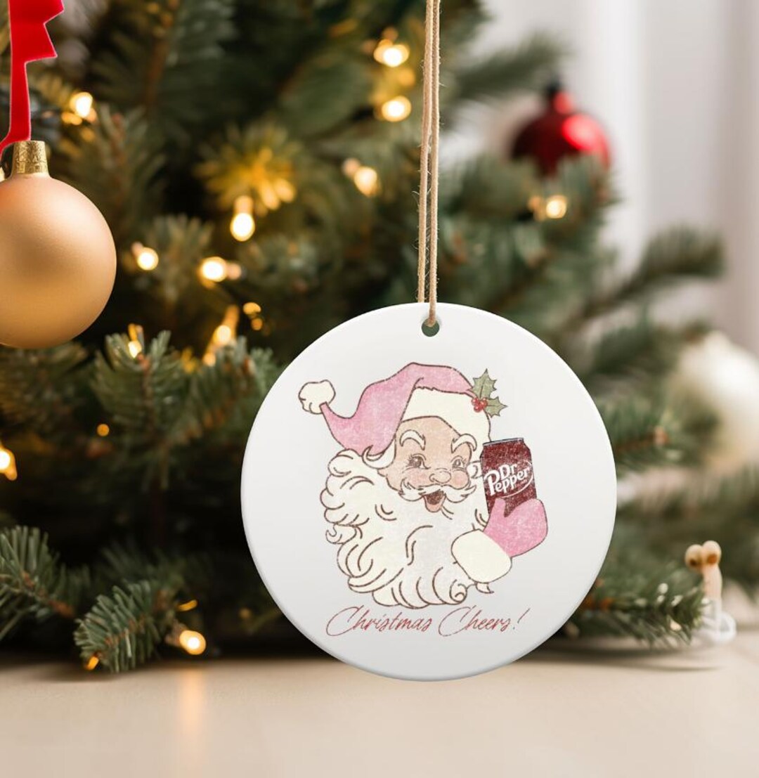 Santa Christmas Cheers Round Hanging Ornament, Christmas Cheer Santa ...