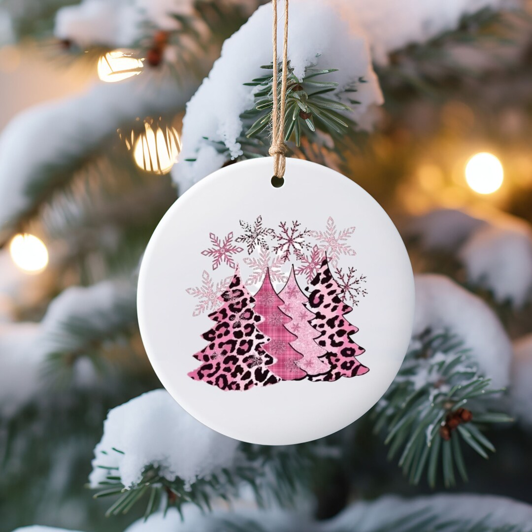 Pink Christmas Tree Ornament 3" Round. - Etsy
