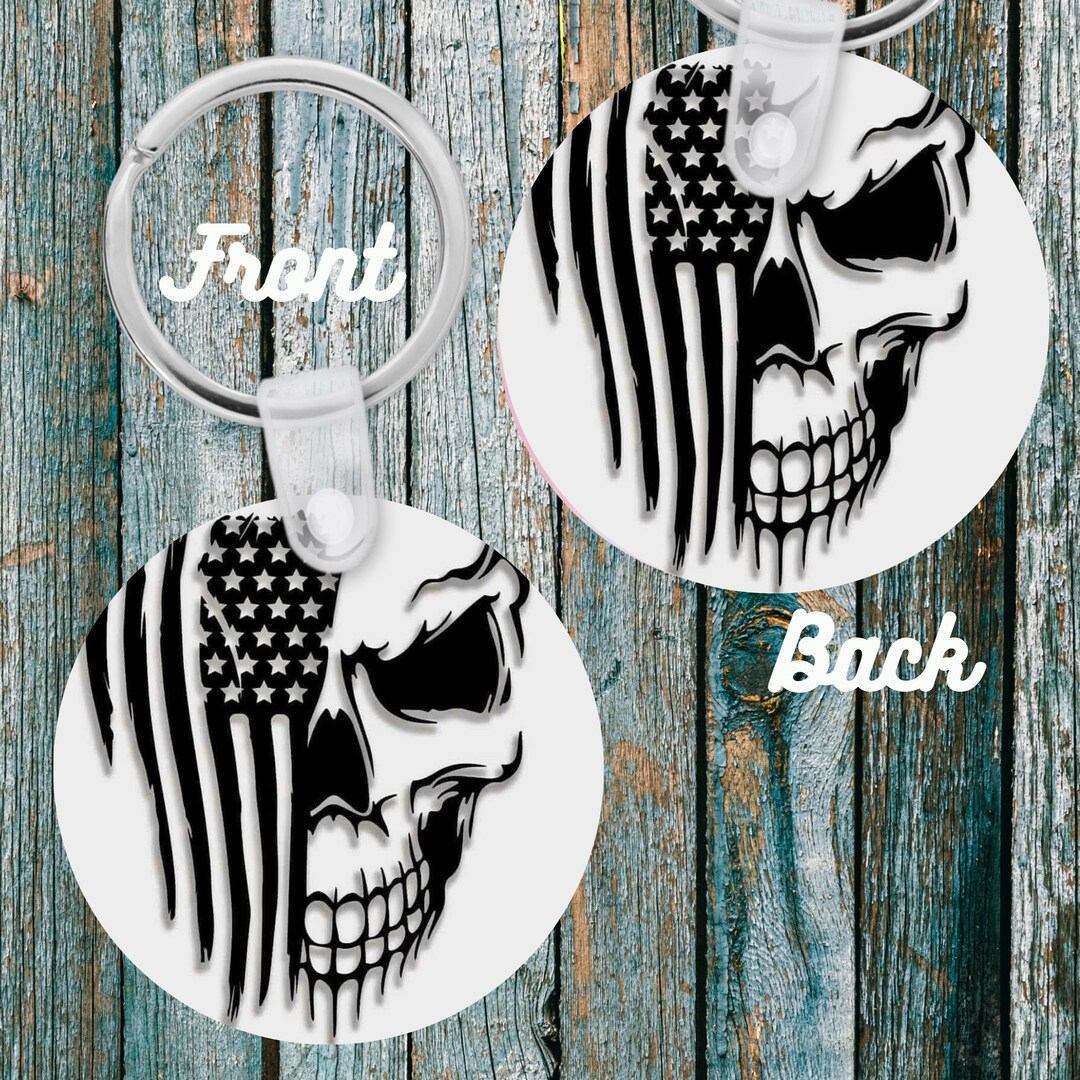 Key Chain Double Sided Flag and Skull Face Key Chain. - Etsy UK