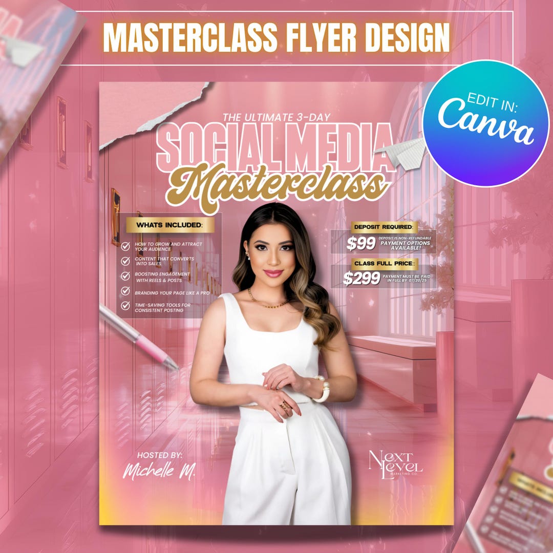 Social Media Coaching Flyer, Masterclass Flyer, Content Course, Canva ...