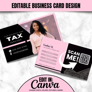Tax Business Cards, DIY Tax Business Card Canva, Tax Preparer Business ...