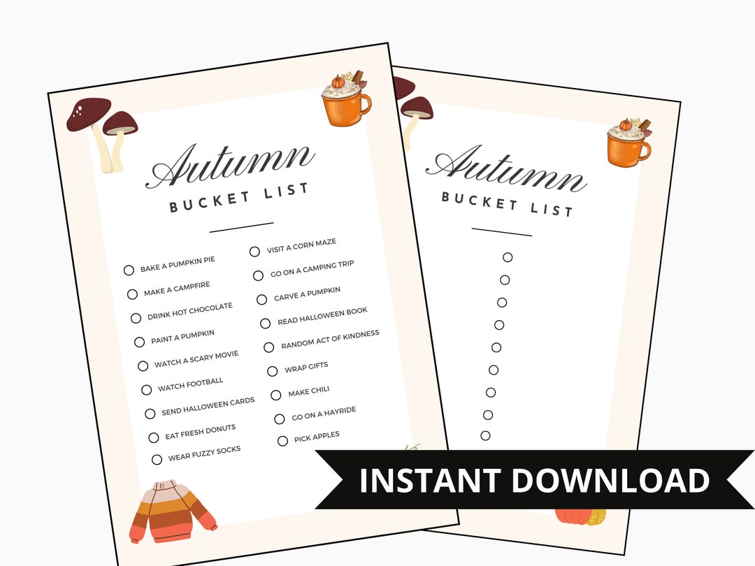Fall Bucket List Printable – Fun Activities for the Autumn Season ...
