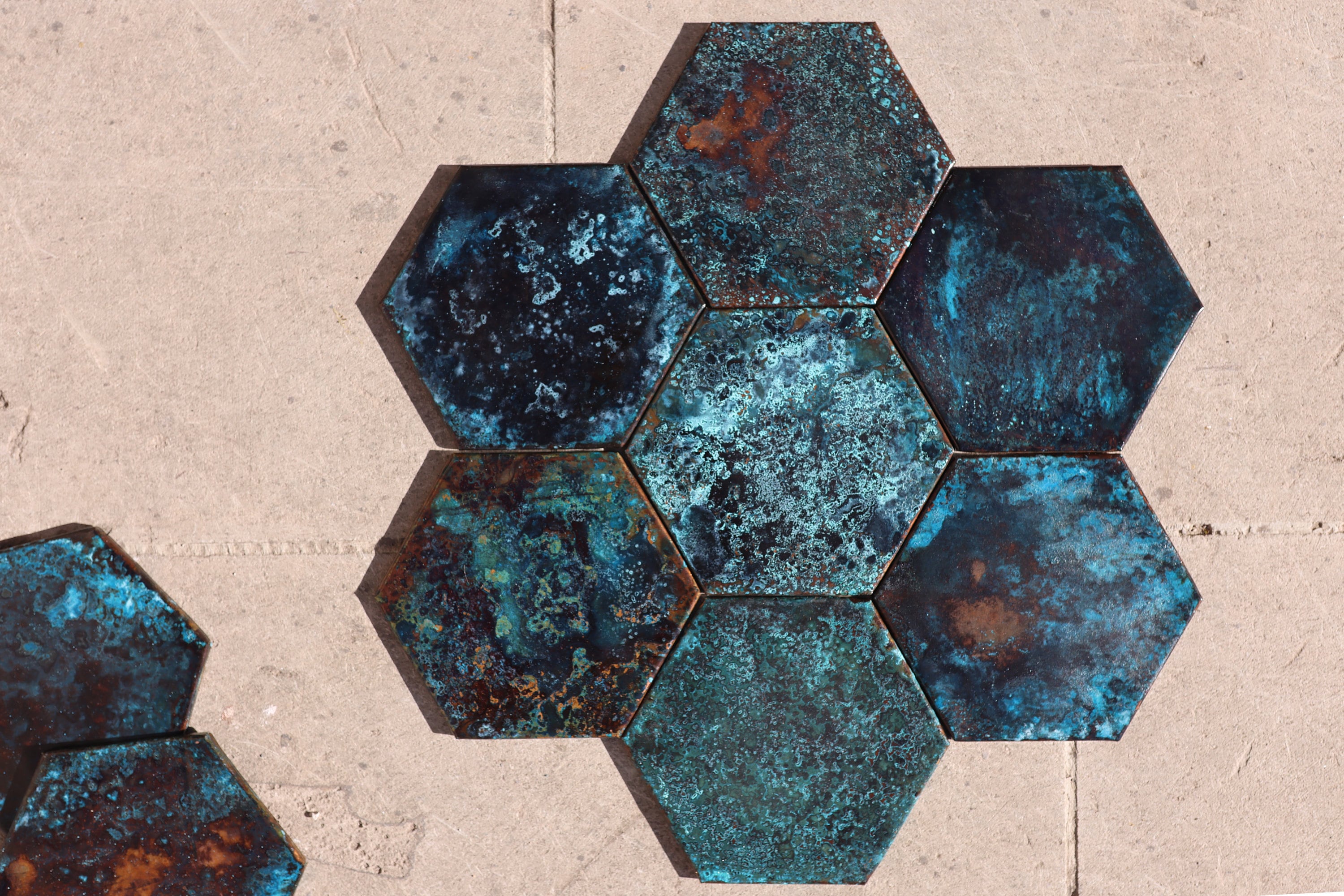 Rustic Patina Copper Wall Tiles, Artistic Home Decor Gift, Ideal for ...