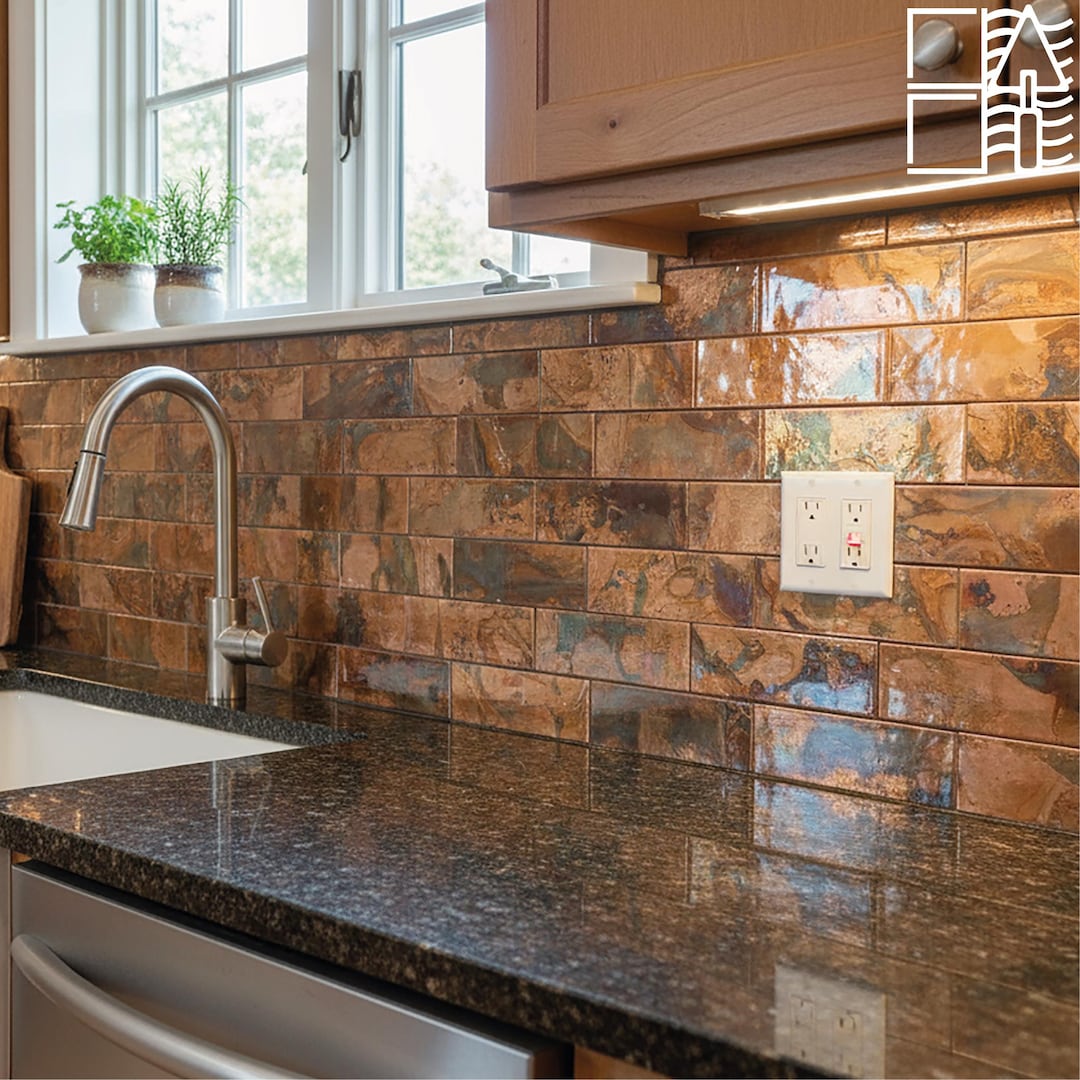 2,7x7,8 Inç Copper Tile – Rustic Metal Subway Tile for Backsplash ...