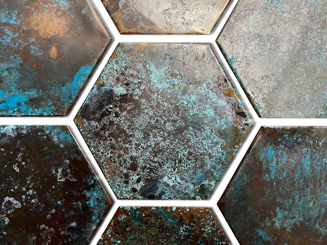 Rustic Patina Copper Wall Tiles, Artistic Home Decor Gift, Ideal for ...