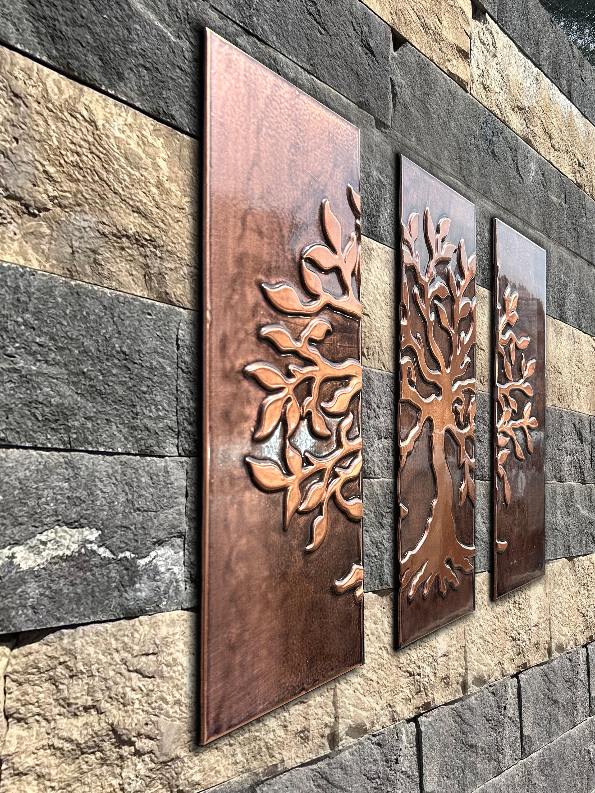 Handmade Copper Tree of Life Wall Art, Metal Kitchen Wall Tile, Rustic ...