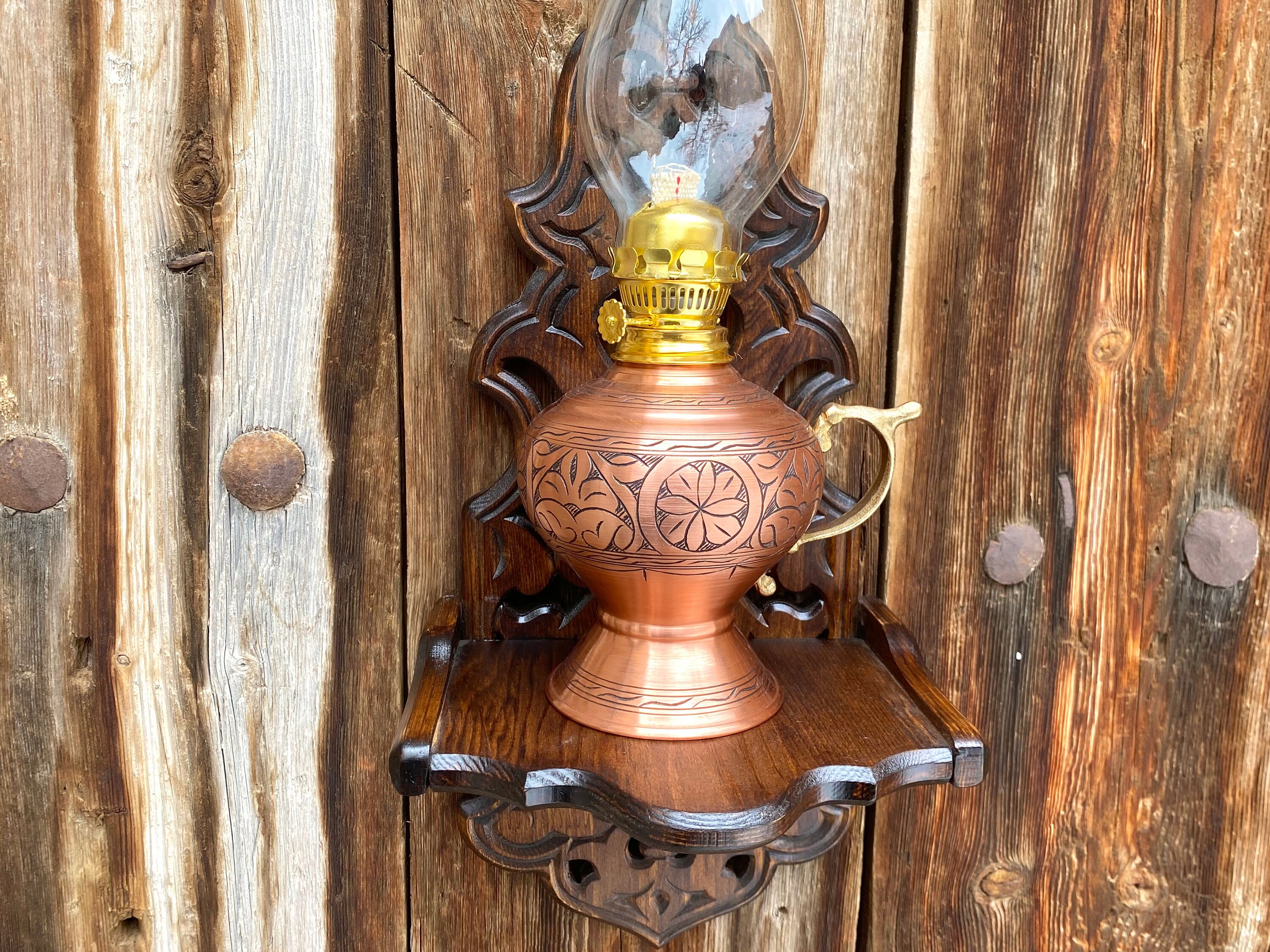 Copper Oil Lamp, Decorative Kerosene Lamp, Anniversary Wife, Victorian ...