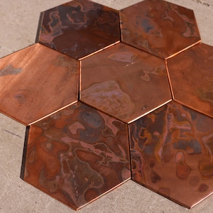 Handmade Copper Hexagon Tile: Kitchen Backsplash, Fireplace Tile - Etsy
