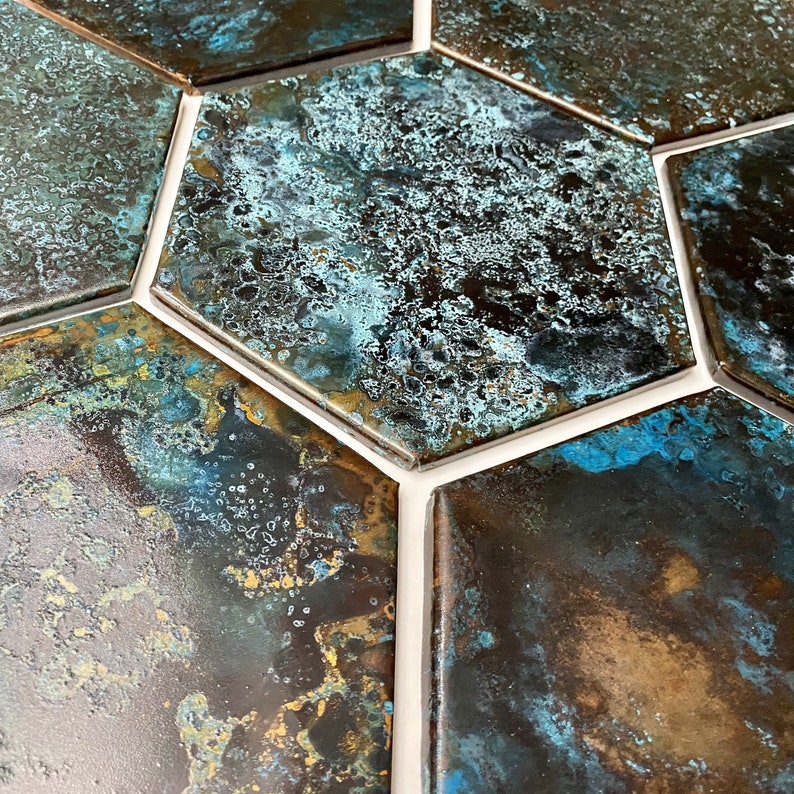 Rustic Patina Copper Wall Tiles, Artistic Home Decor Gift, Ideal for ...