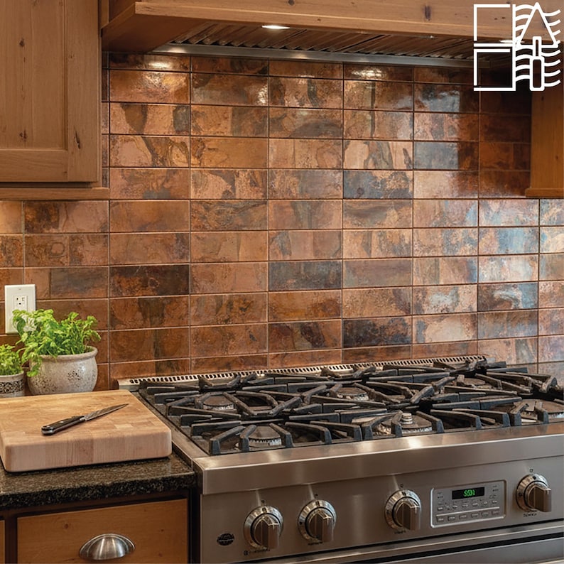 2,7x7,8 Inç Copper Tile – Rustic Metal Subway Tile for Backsplash ...