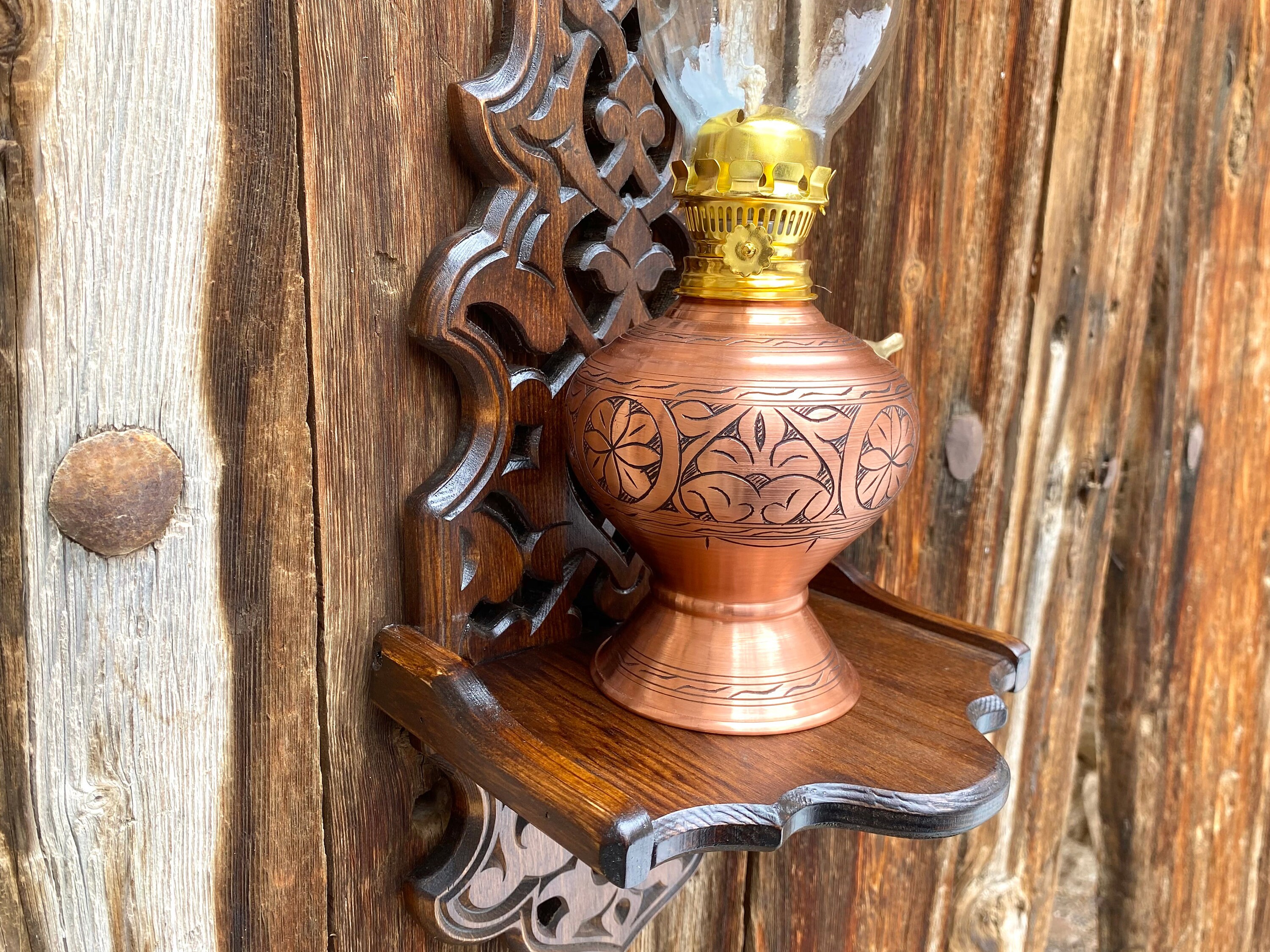 Copper Oil Lamp, Decorative Kerosene Lamp, Anniversary Wife, Victorian ...