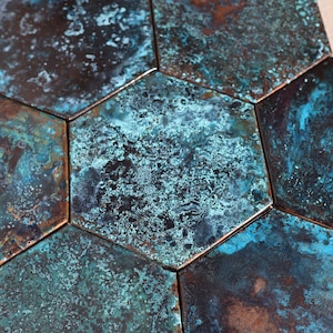 Rustic Patina Copper Wall Tiles, Artistic Home Decor Gift, Ideal for ...