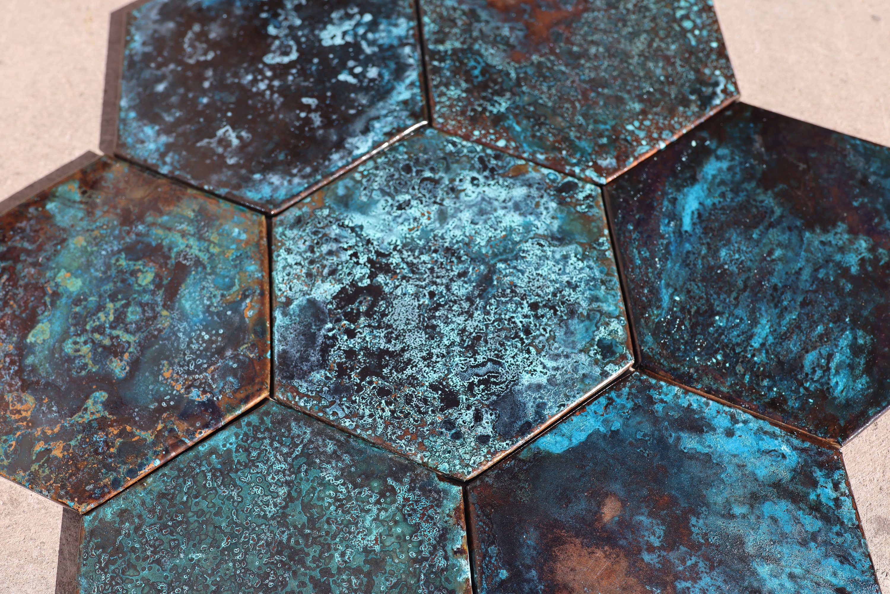 Rustic Patina Copper Wall Tiles, Artistic Home Decor Gift, Ideal for ...