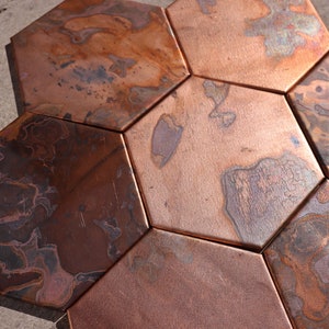 Handmade Hexagonal Piece Copper Tile Backsplash, Kitchen Tile ...