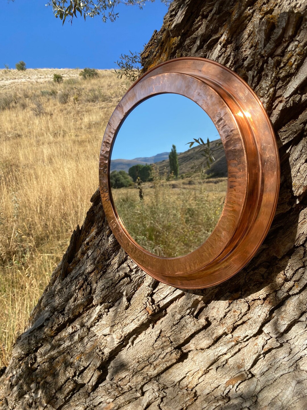 Round Copper Mirror Custom Wall Mirror for Home Bathroom - Etsy