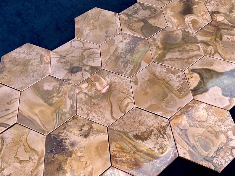 Handmade Copper Hexagon Wall Tile: Kitchen Backsplash Art - Etsy