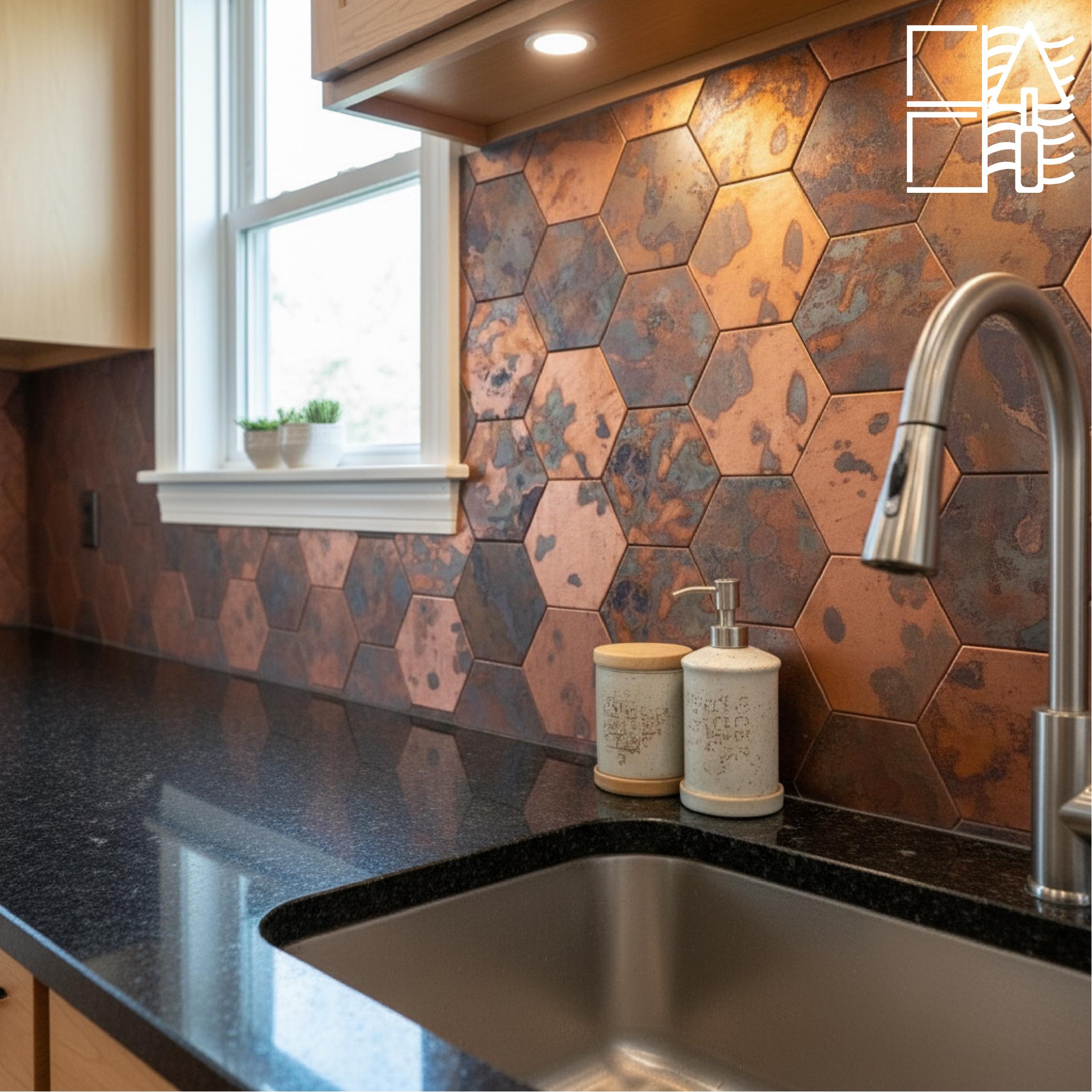 Handmade Copper Hexagon Wall Tile: Kitchen Backsplash Art - Etsy