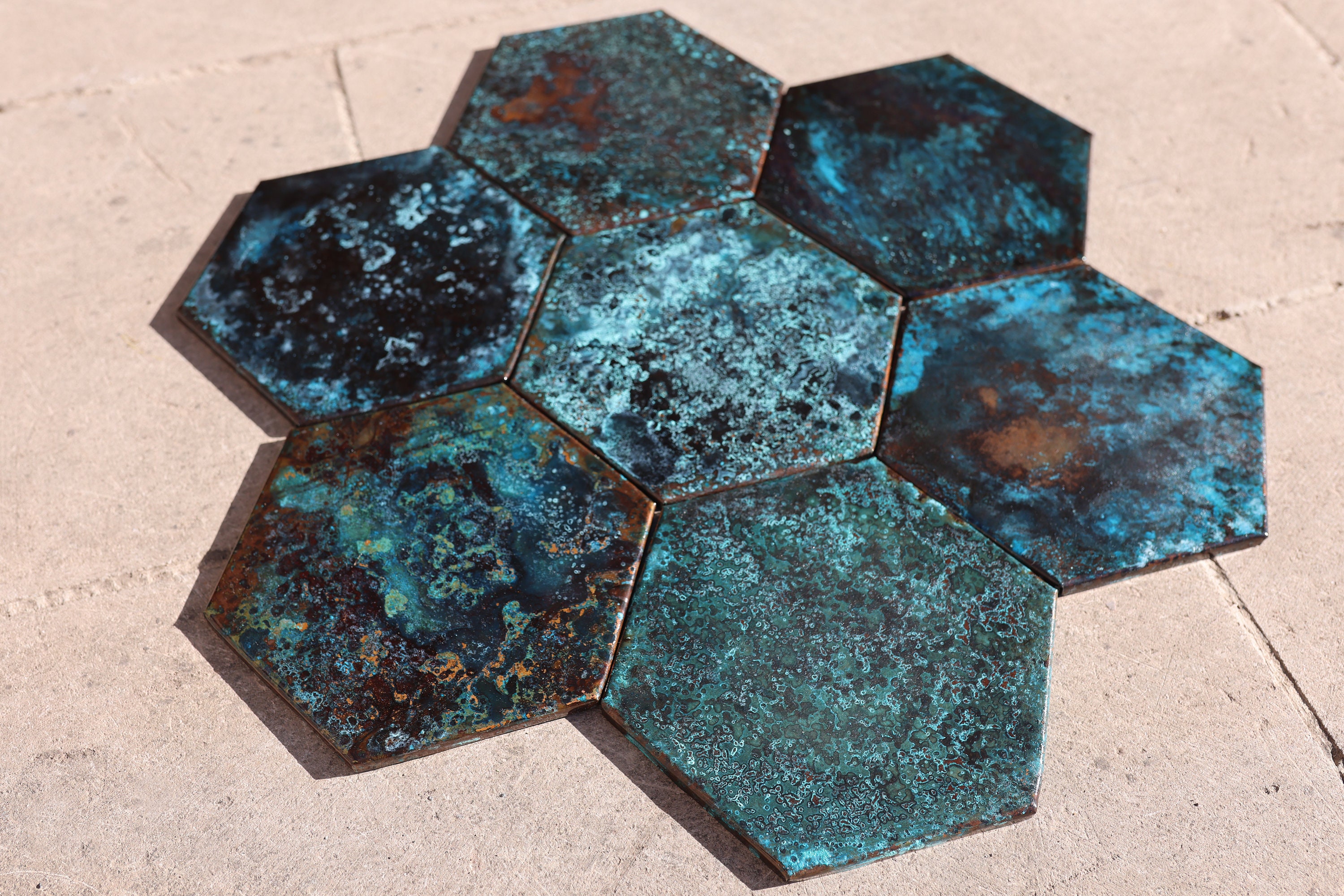 Rustic Patina Copper Wall Tiles, Artistic Home Decor Gift, Ideal for ...
