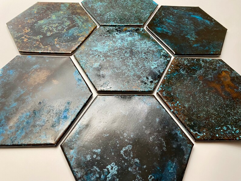 Rustic Patina Copper Wall Tiles, Artistic Home Decor Gift, Ideal for ...