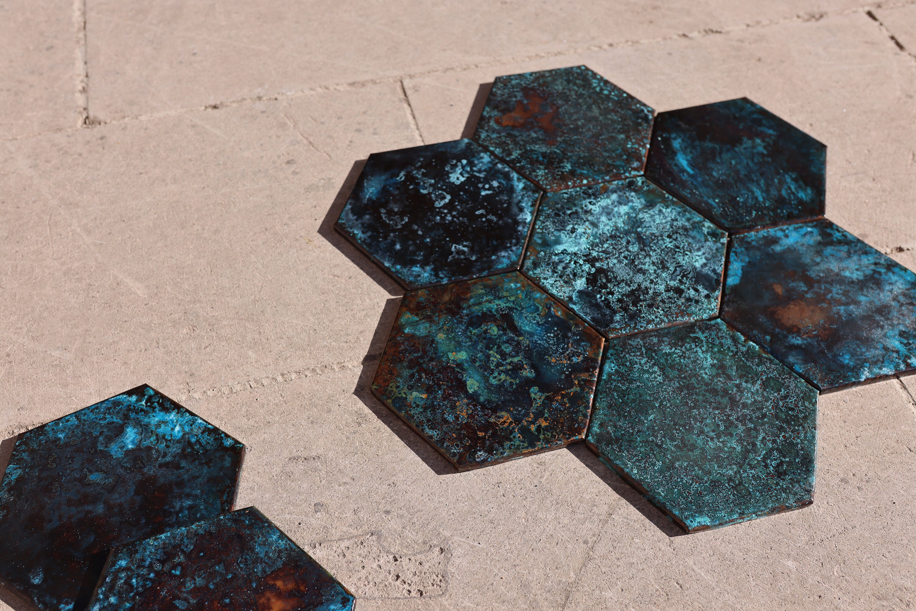 Rustic Patina Copper Wall Tiles, Artistic Home Decor Gift, Ideal for ...