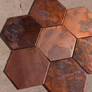 Handmade Hexagonal Piece Copper Tile Backsplash, Kitchen Tile ...