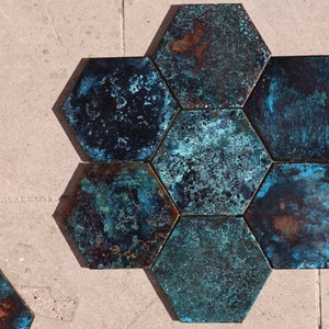 Rustic Patina Copper Wall Tiles, Artistic Home Decor Gift, Ideal for ...