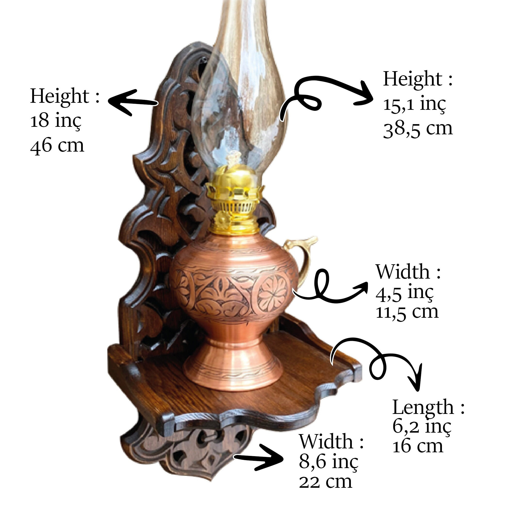 Copper Oil Lamp, Decorative Kerosene Lamp, Anniversary Wife, Victorian ...