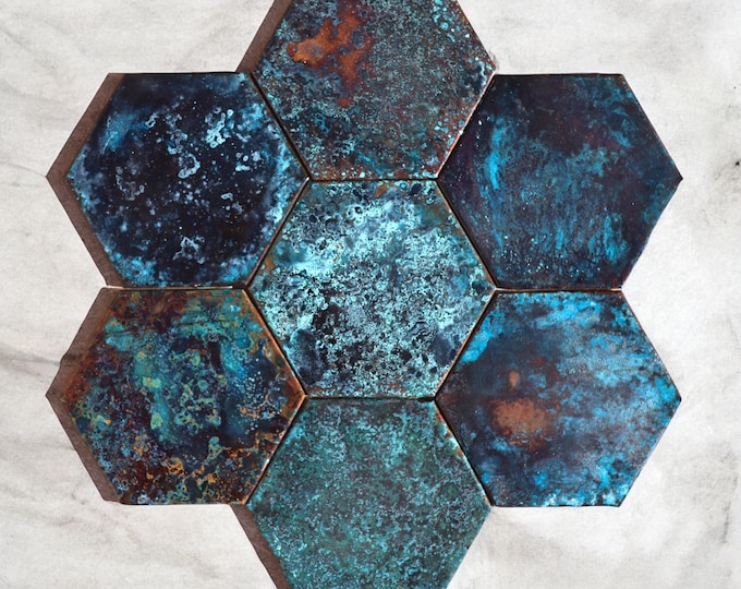 Patina Copper Flames Wall Tiles - Etsy Canada