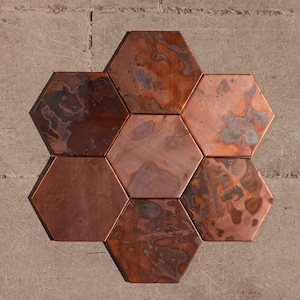 Handmade Hexagonal Piece Copper Tile Backsplash, Kitchen Tile ...