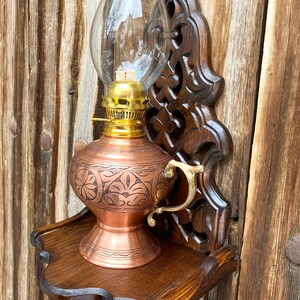 Copper Oil Lamp, Decorative Kerosene Lamp, Anniversary Wife, Victorian ...
