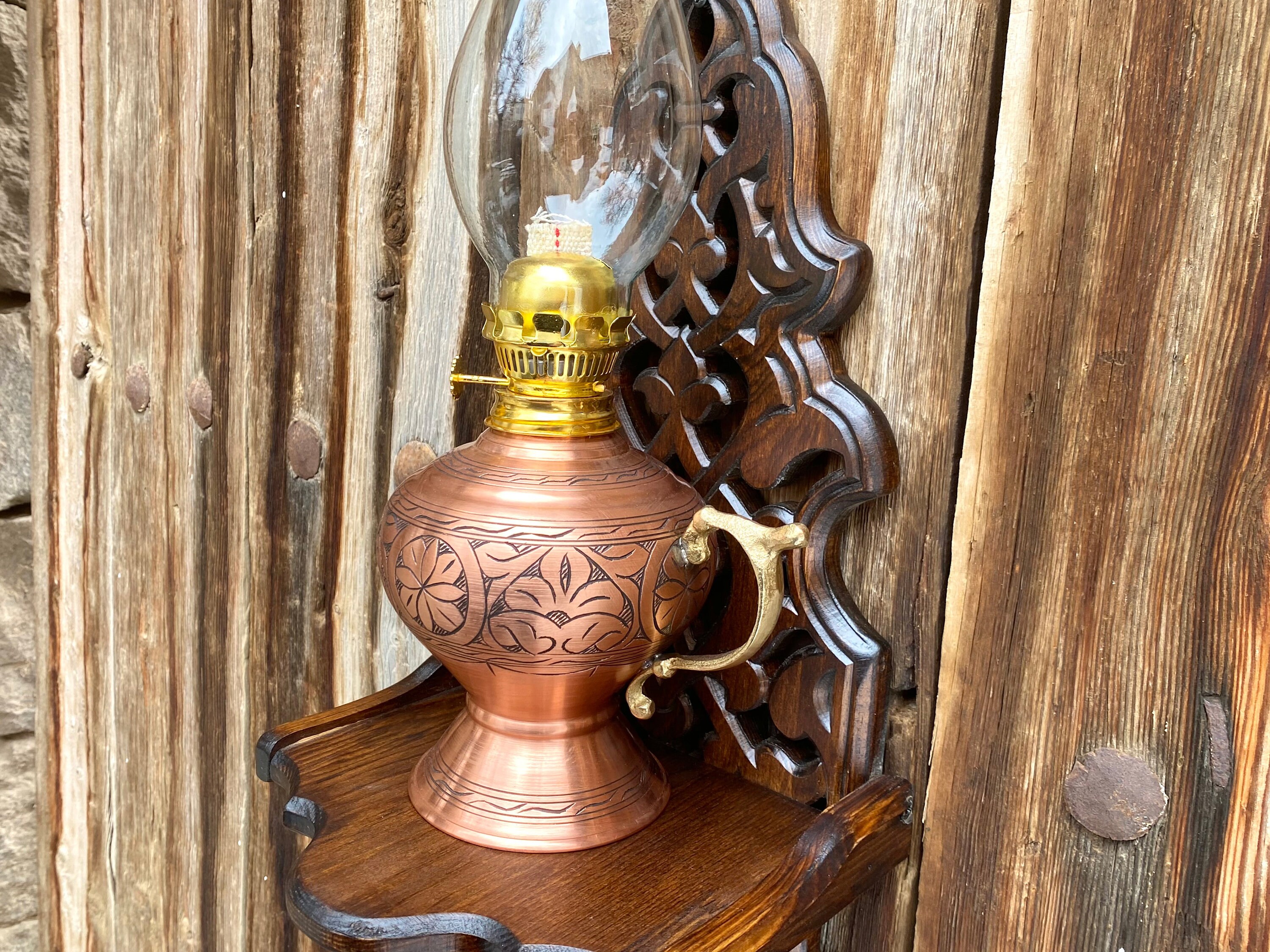 Copper Oil Lamp, Decorative Kerosene Lamp, Anniversary Wife, Victorian ...