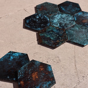 Rustic Patina Copper Wall Tiles, Artistic Home Decor Gift, Ideal for ...