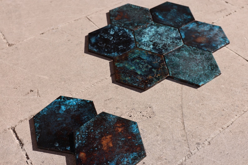 Rustic Patina Copper Wall Tiles, Artistic Home Decor Gift, Ideal for ...