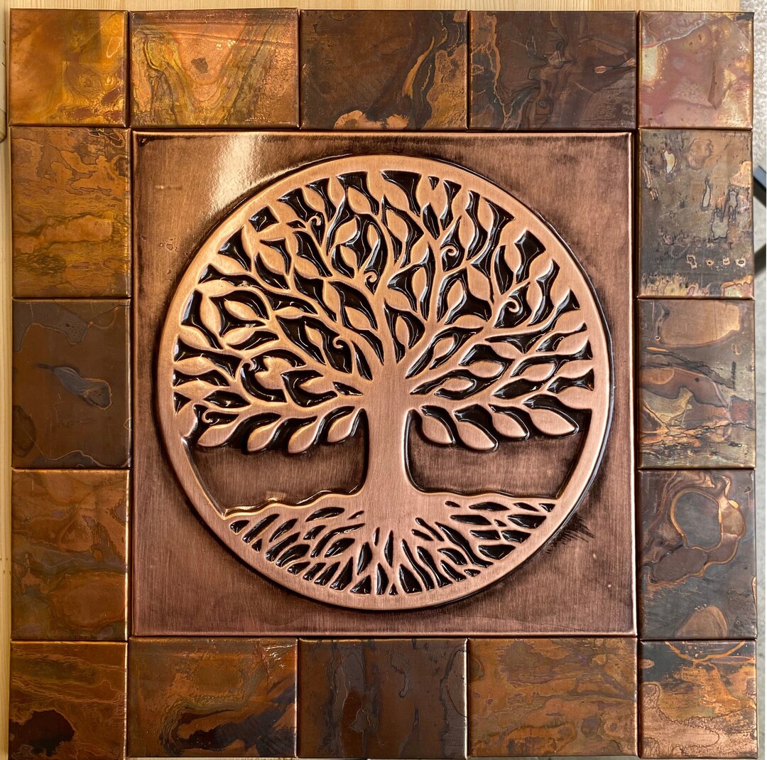 Tree of Life With Celtic Border Wall Art, Tree of Life Mural Tile, Tree ...