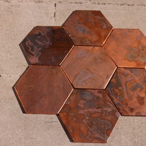 Handmade Hexagonal Piece Copper Tile Backsplash, Kitchen Tile ...