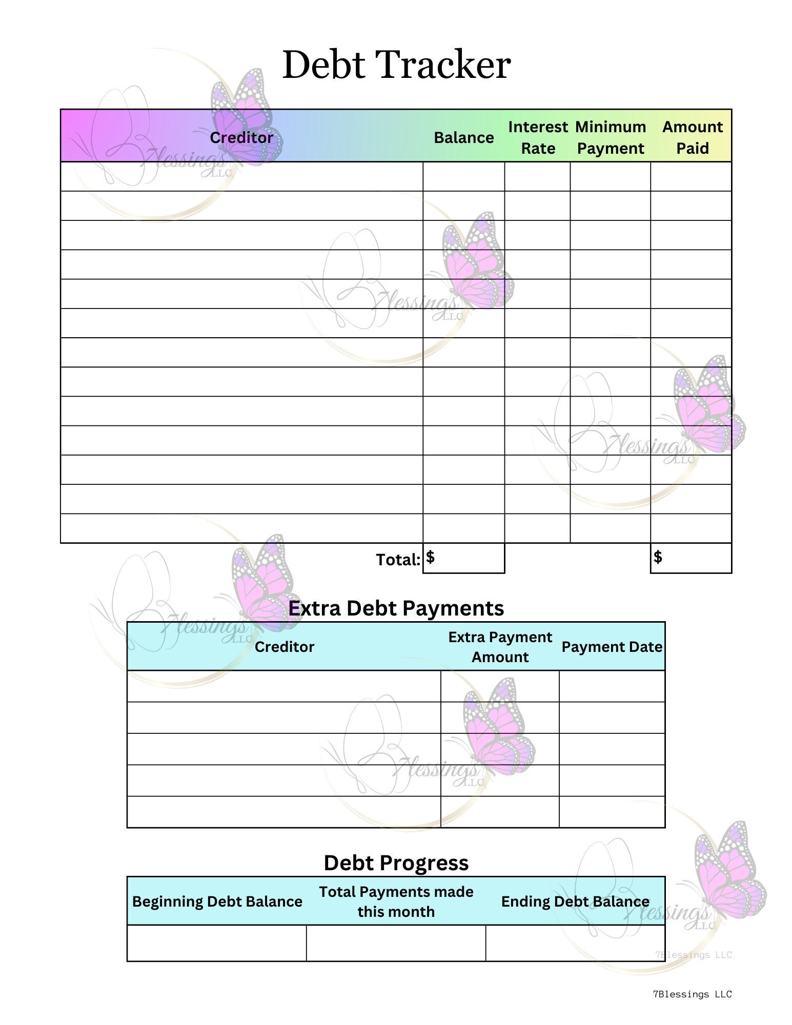 Printable Debt Tracker-digital - Etsy