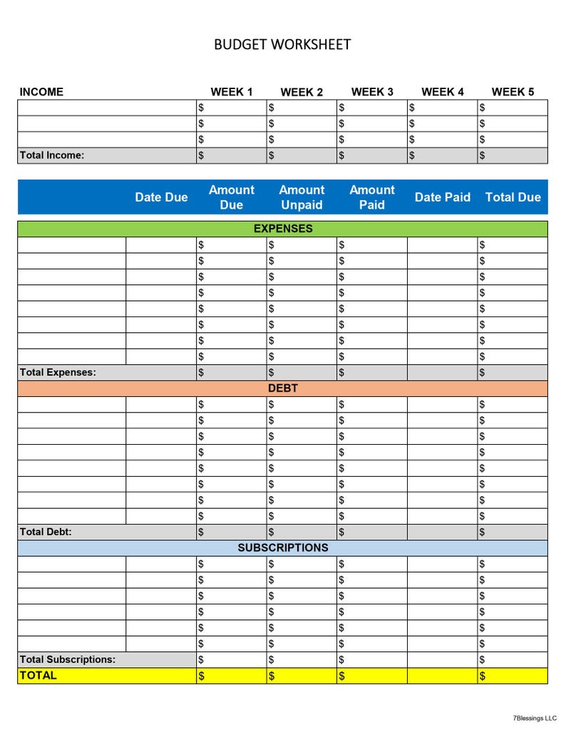 Monthly Budget Planner (excel) - Etsy