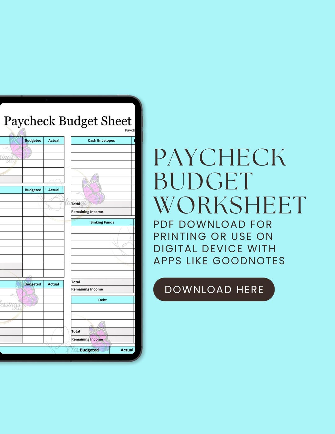 Paycheck Budget Worksheet (PDF) - Etsy