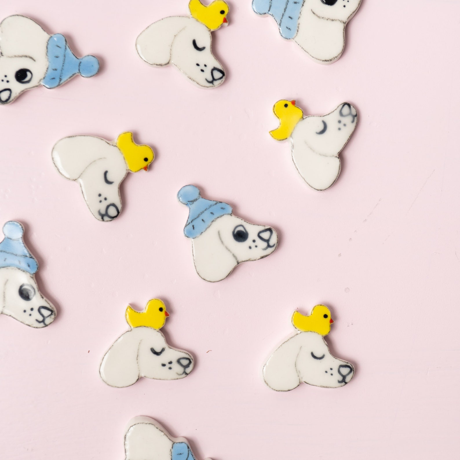 Bantu Pin I Cute Porcelain Pin Dog's Head, Dog in a Blue Beanie. - Etsy