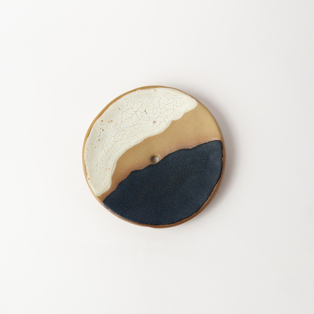 Matte Black White Ceramic Round Soap Dish – Handmade Pottery Bathroom ...