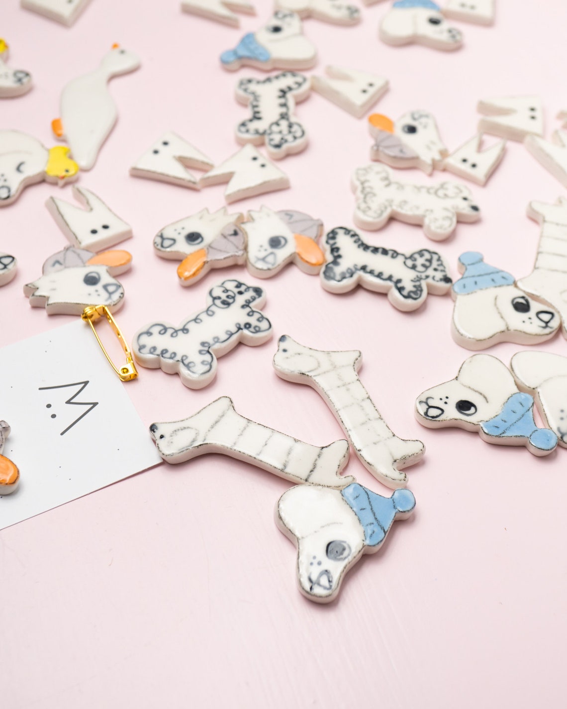 Bantu Pin I Cute Porcelain Pin Dog's Head, Dog in a Blue Beanie. - Etsy