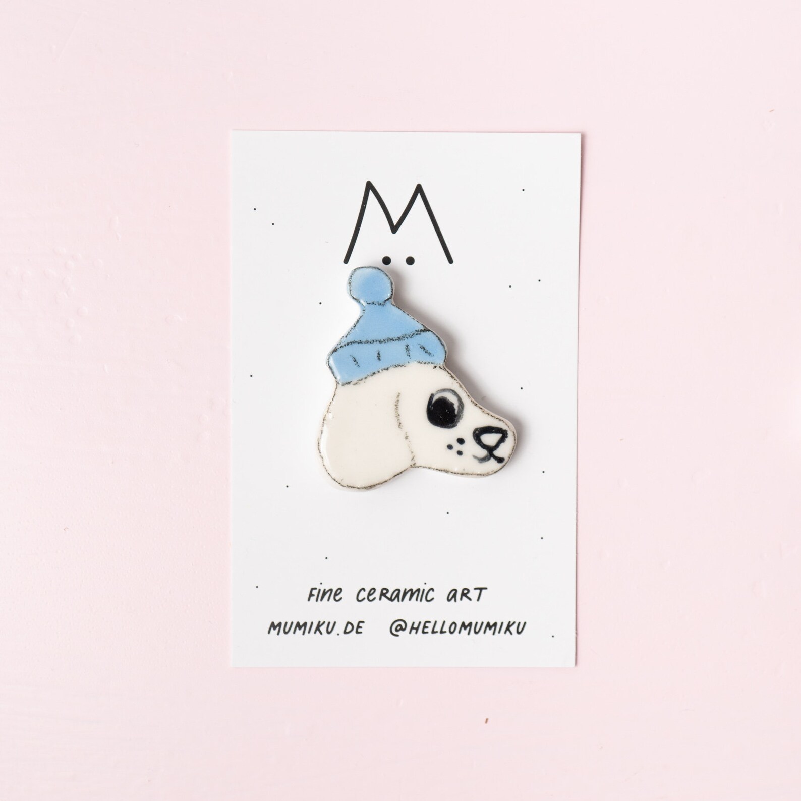 Bantu Pin I Cute Porcelain Pin Dog's Head, Dog in a Blue Beanie. - Etsy