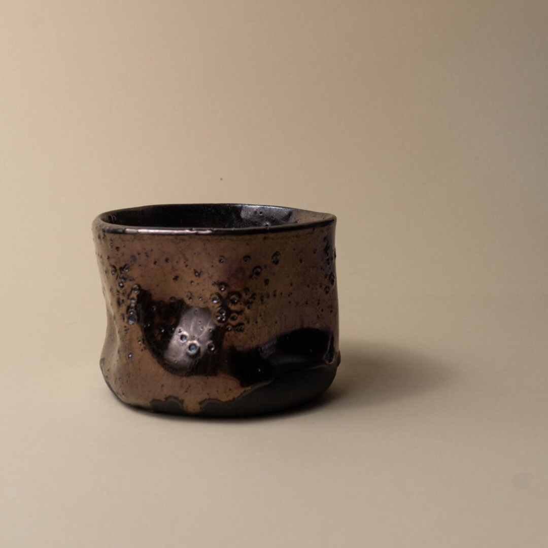 Wobbly Ceramic Cup | Black Stoneware Clay | Copper Matt Color With ...