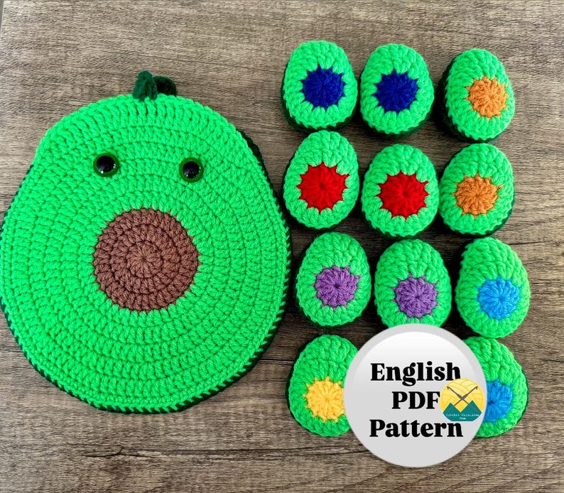 PDF Pattern - Crochet Avocado Family Memory Game - English Only - US ...