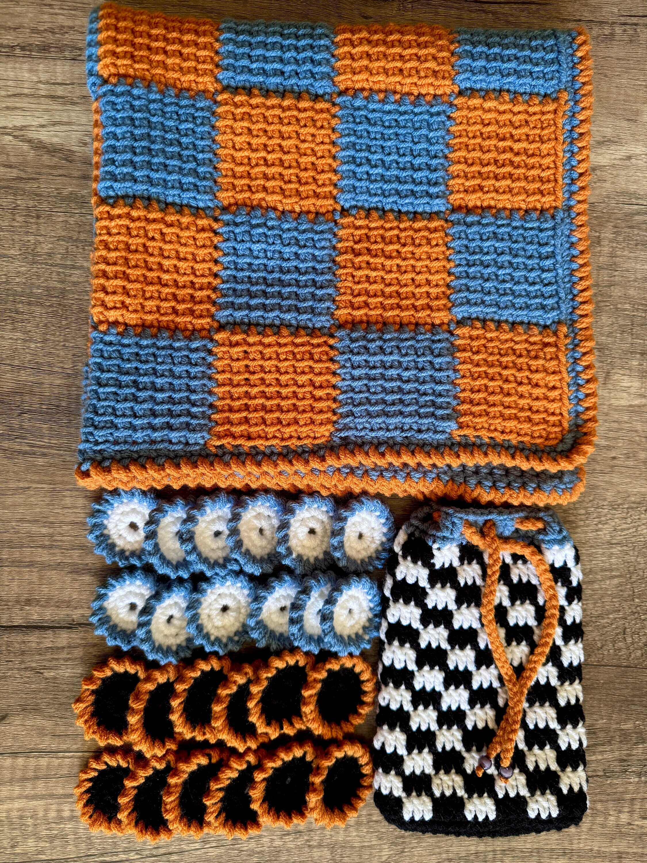 PDF Pattern - Crochet Original Checkers Board Game - Pouch/pawns ...