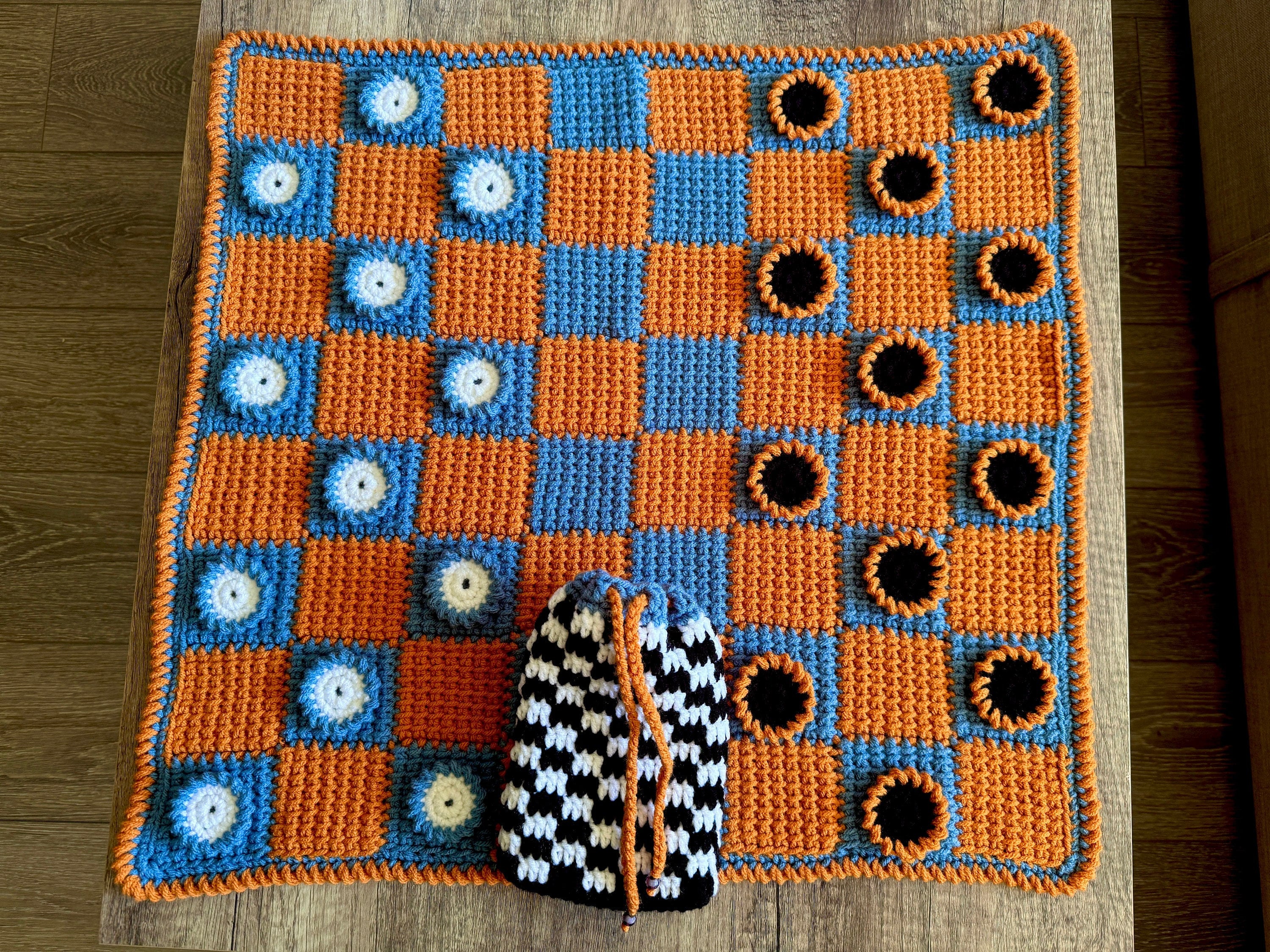 PDF Pattern - Crochet Original Checkers Board Game - Pouch/pawns ...