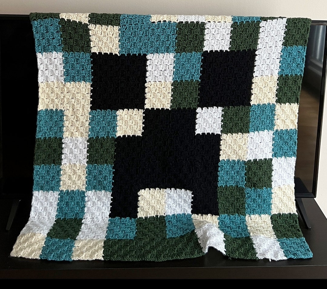 Minecraft Creeper Crochet Baby Blanket 40 X 40 - Etsy