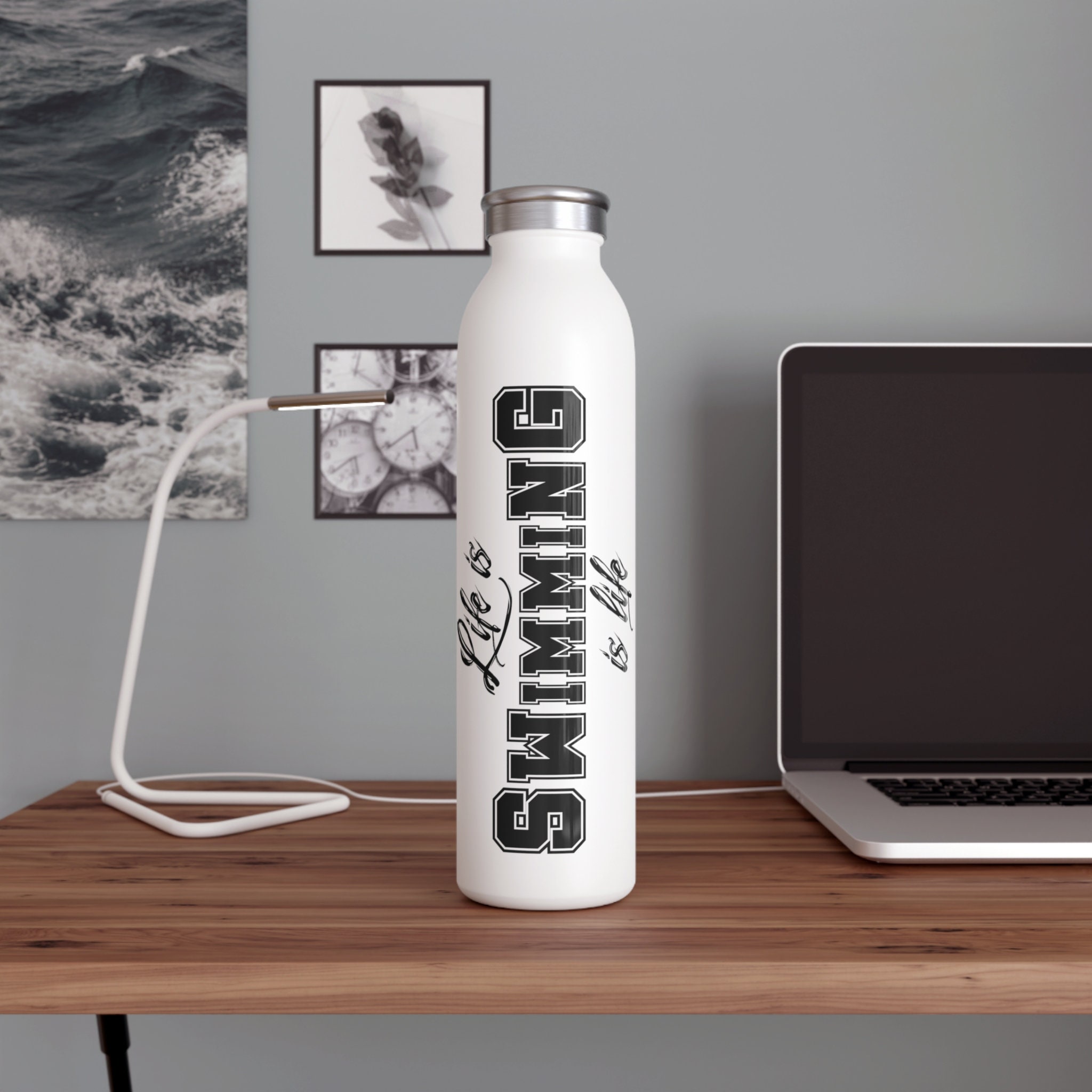 Life is Swimming is Life - Slim Water Bottle - Etsy