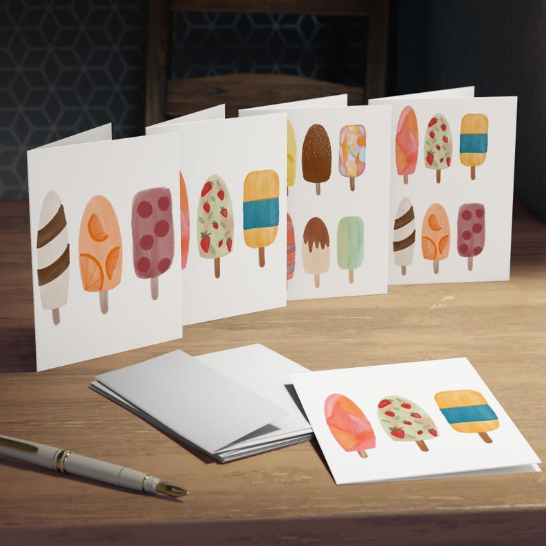 Watercolor Popsicle Greeting Cards | Colorful 5-pack | Popsicle Card ...