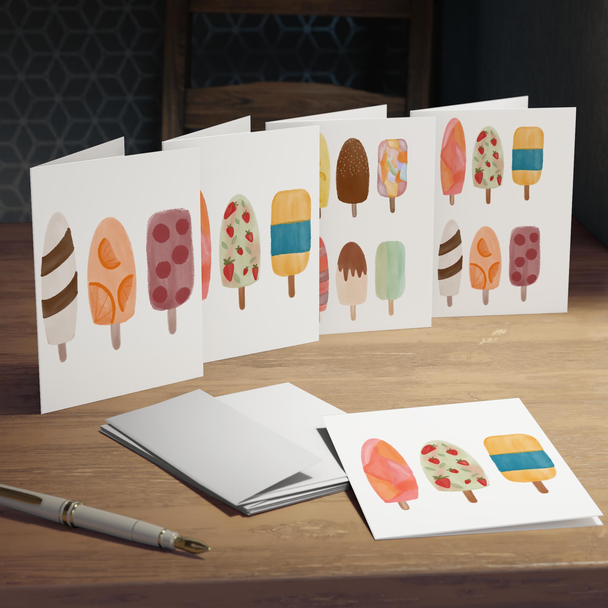 Watercolor Popsicle Greeting Cards | Colorful 5-pack | Popsicle Card ...